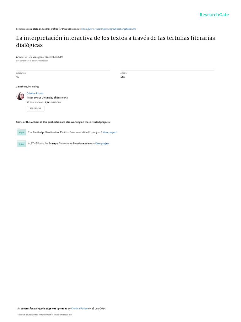 La Interpretacion Interactiva de Los Textos A Trav | PDF | Comunicación | Comunicación no verbal