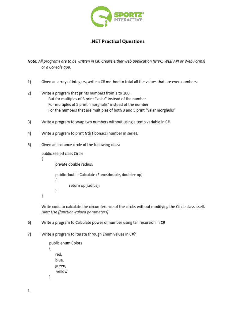 Dot Net Test Paper | PDF | C Sharp (Programming Language) | Software ... Dot Net Test Paper | PDF | C Sharp (Programming Language) | Software ...