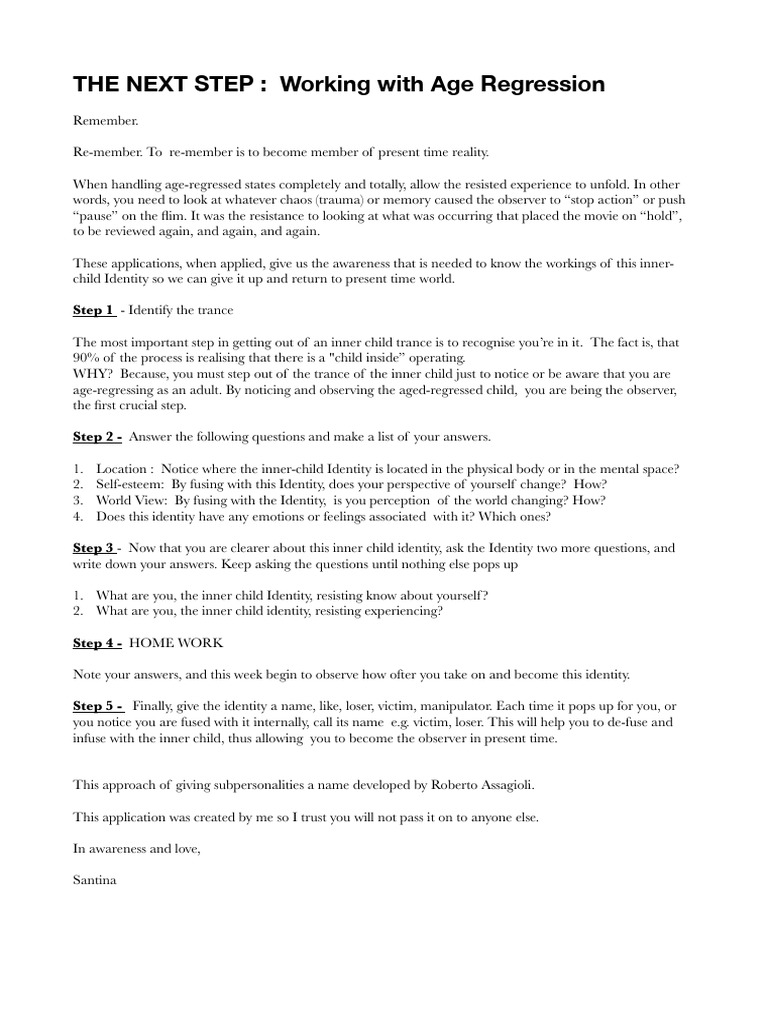 Age Regression - Steps | PDF Age Regression - Steps | PDF