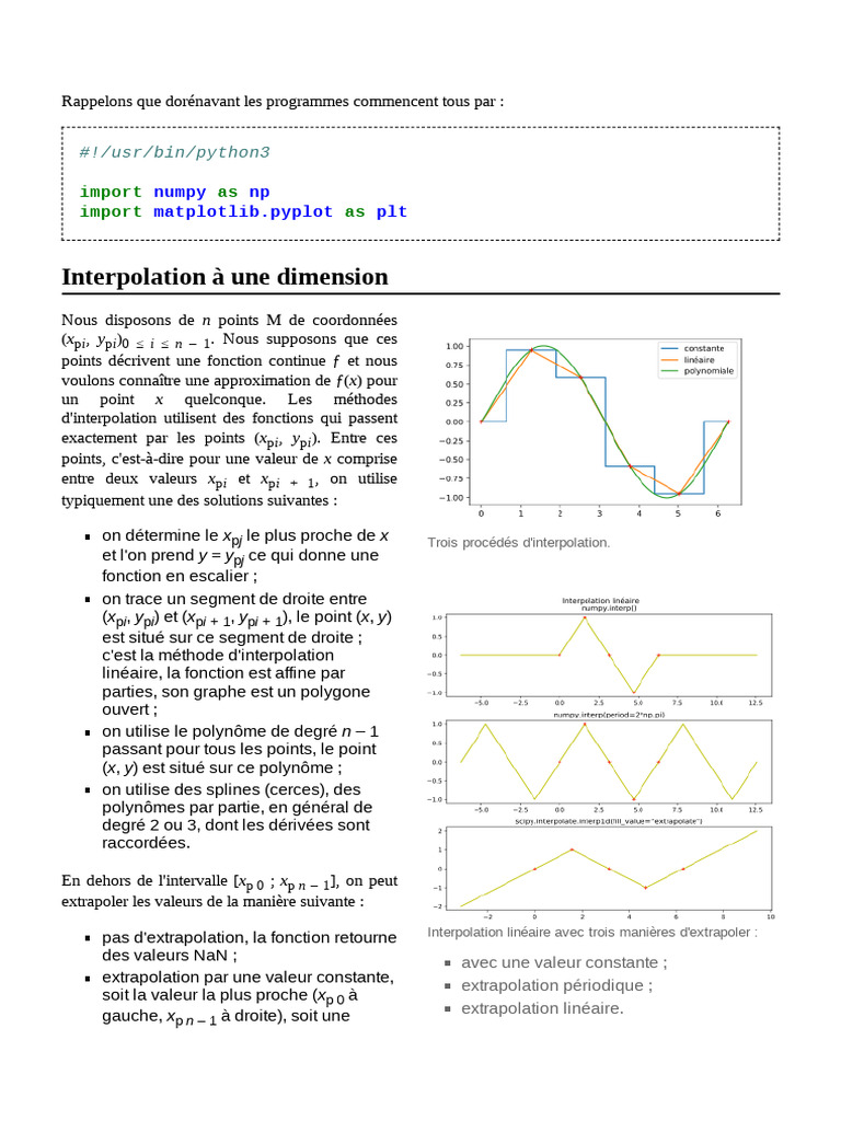 Python Pour Le Calcul Scientifique Interpolation, Extrapolation Et Lissage | PDF | Filtre ...