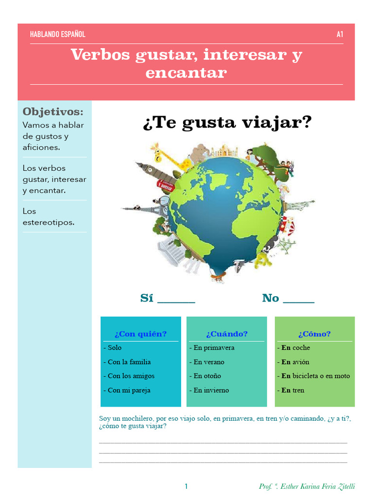 Verbos Gustar Interesar y Encantar Al | PDF | Estereotipos | Palabra