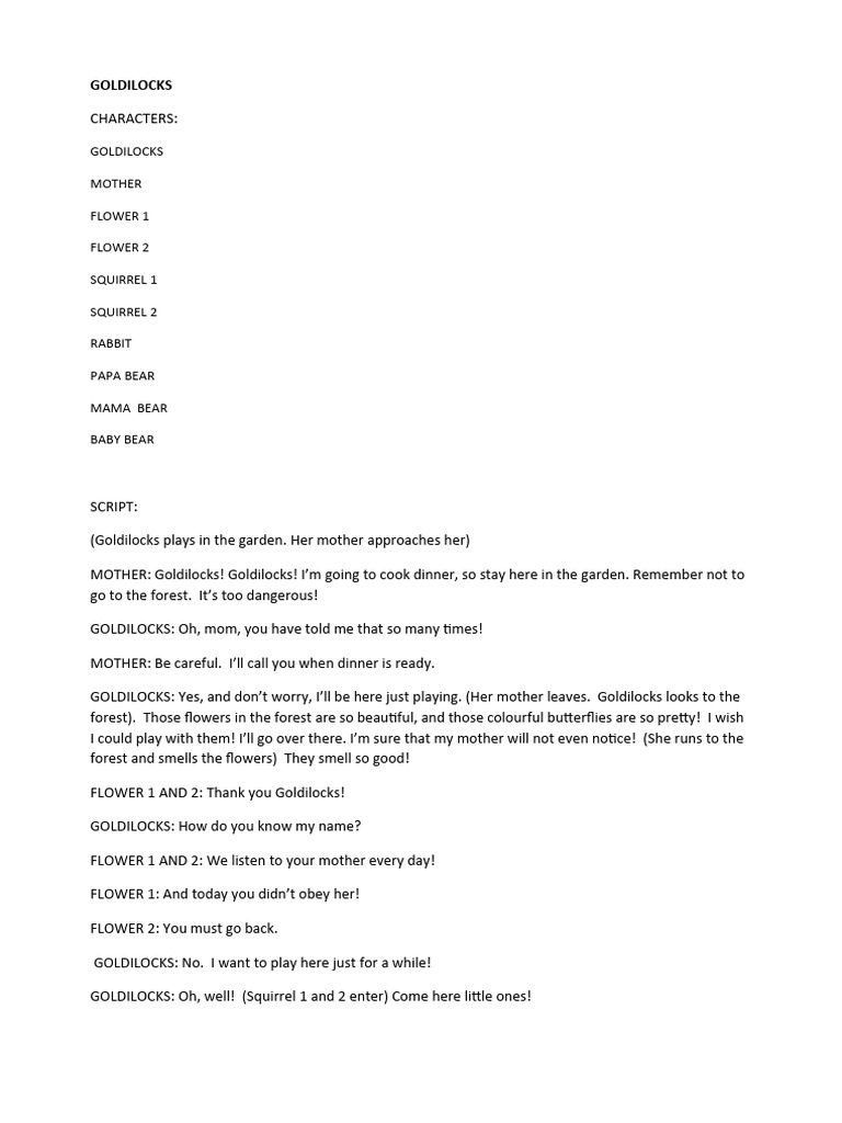 GOLDILOCKS | PDF | Goldilocks And The Three Bears