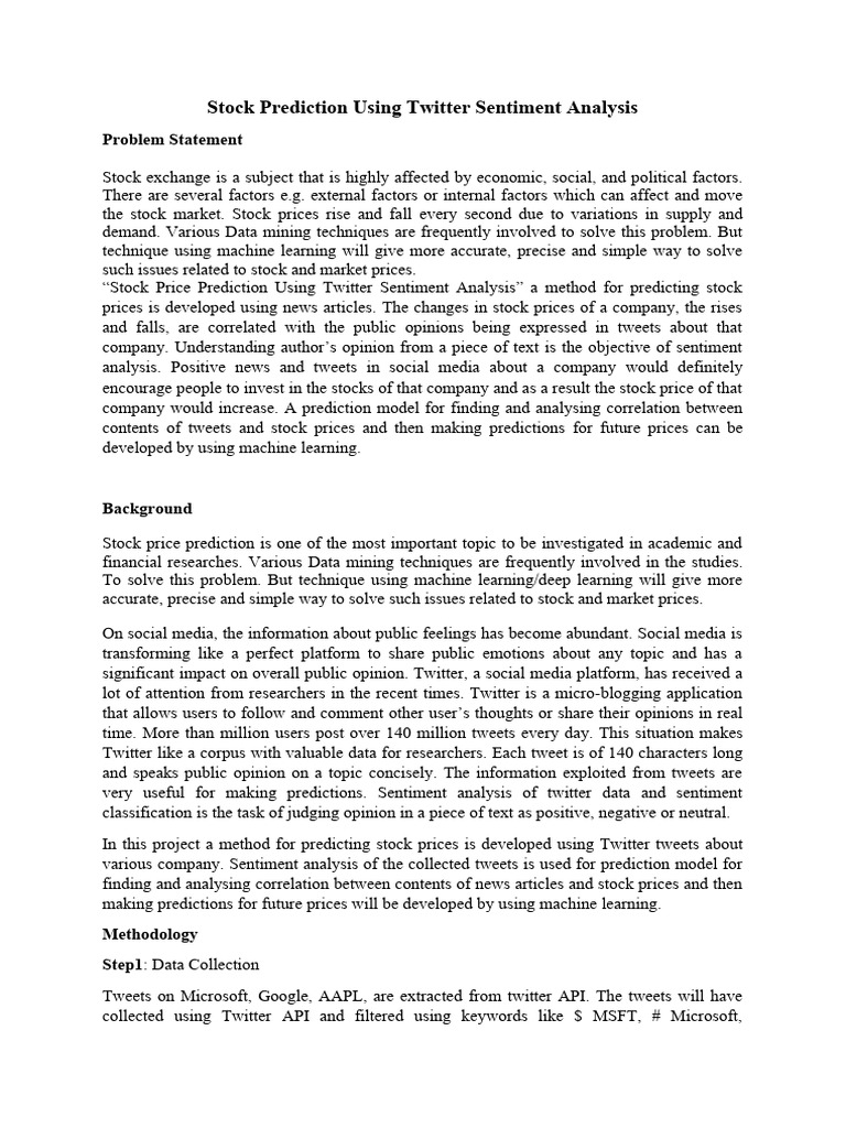 Stock Prediction Using Twitter Sentiment Analysis | PDF | Social Media ...