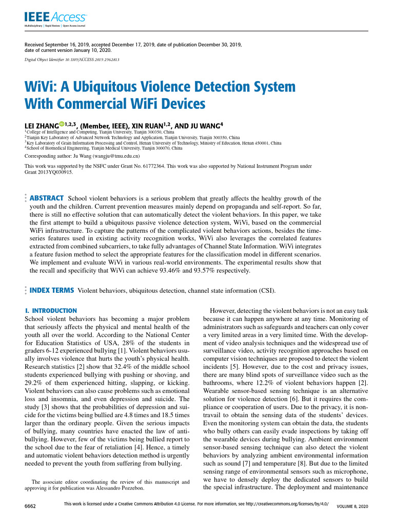 WiVi A Ubiquitous Violence Detection System With Commercial WiFi ...