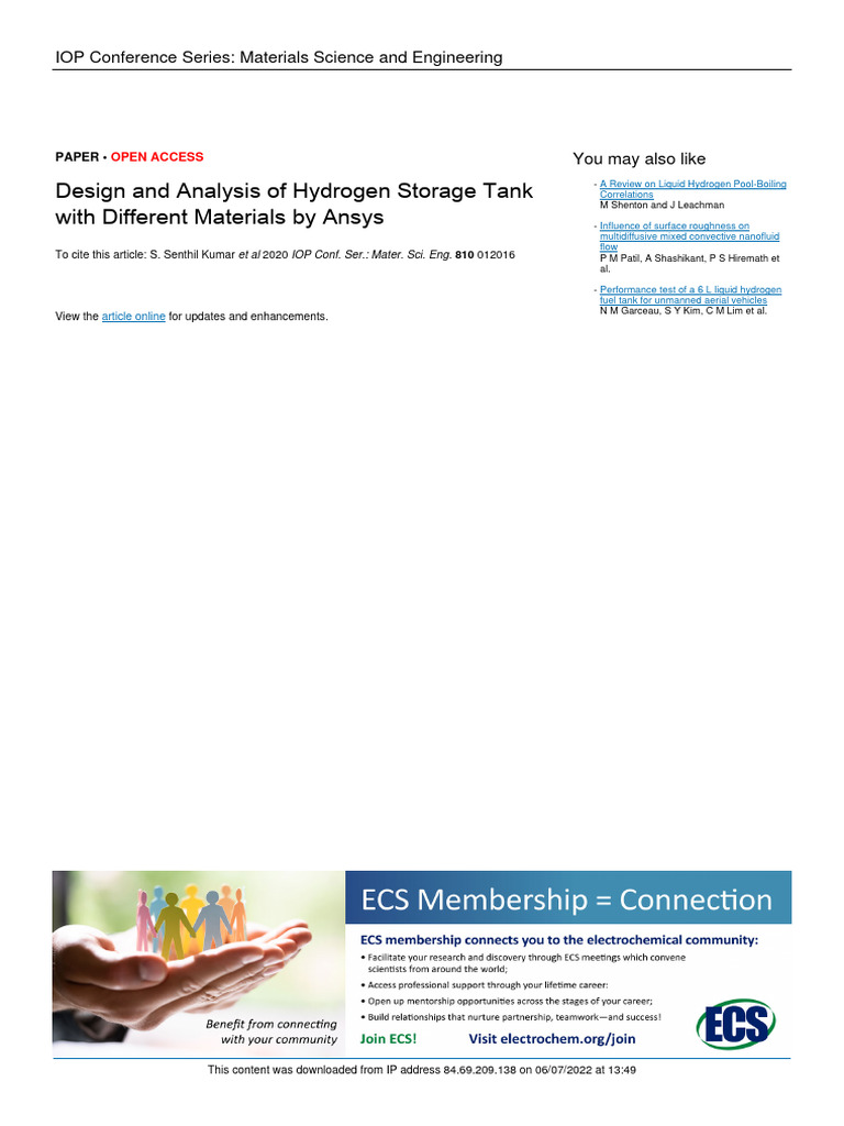 Hydrogen Storage Tank Design Analysis | PDF | Strength Of Materials ...