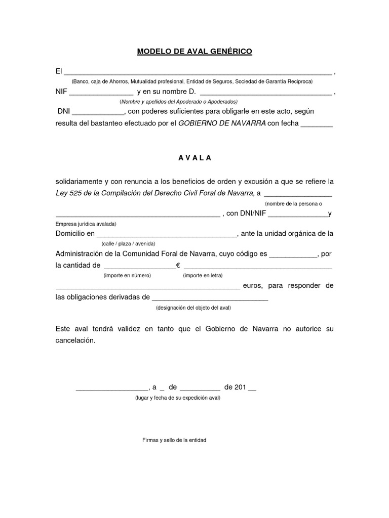 Modelo Aval Generico | PDF
