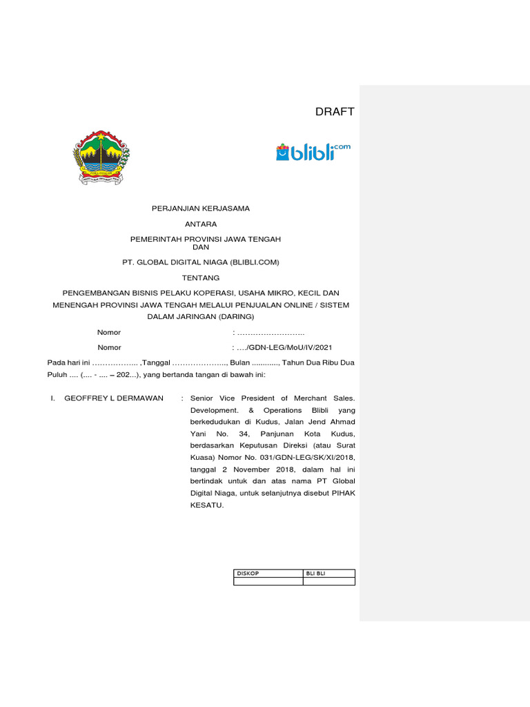 Perjanjian Kerjasama | PDF | Pengelolaan Keuangan & Uang