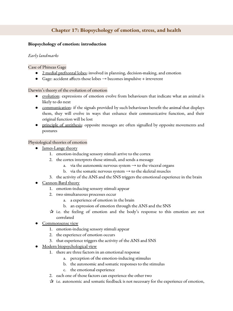 Biopsychology of Emotion and Stress | PDF