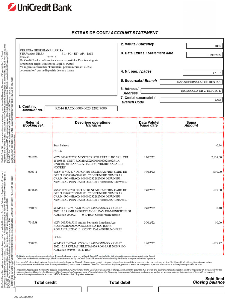 Extras de Cont / Account Statement | PDF | Debit Card | Banks