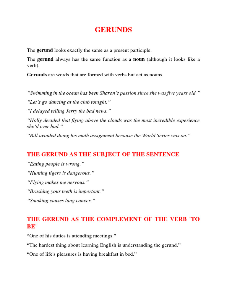 GERUNDS | PDF