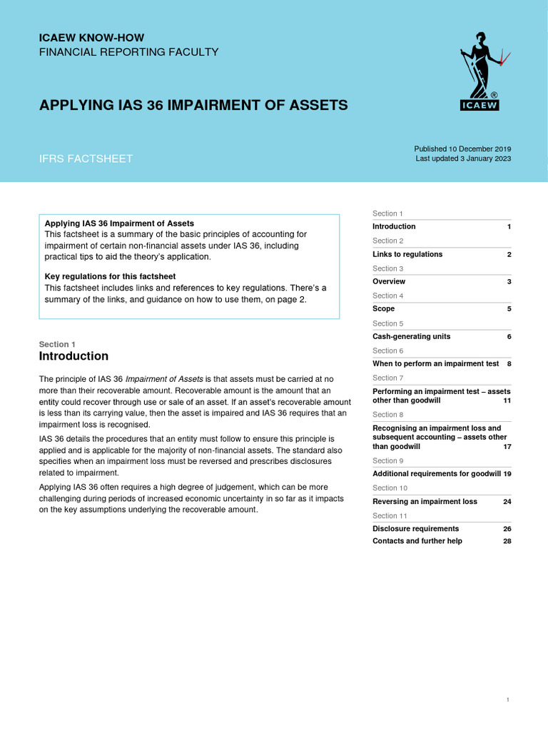 Applying IAS 36 Impairment of Assets Factsheet Final1 | PDF | Fair ...