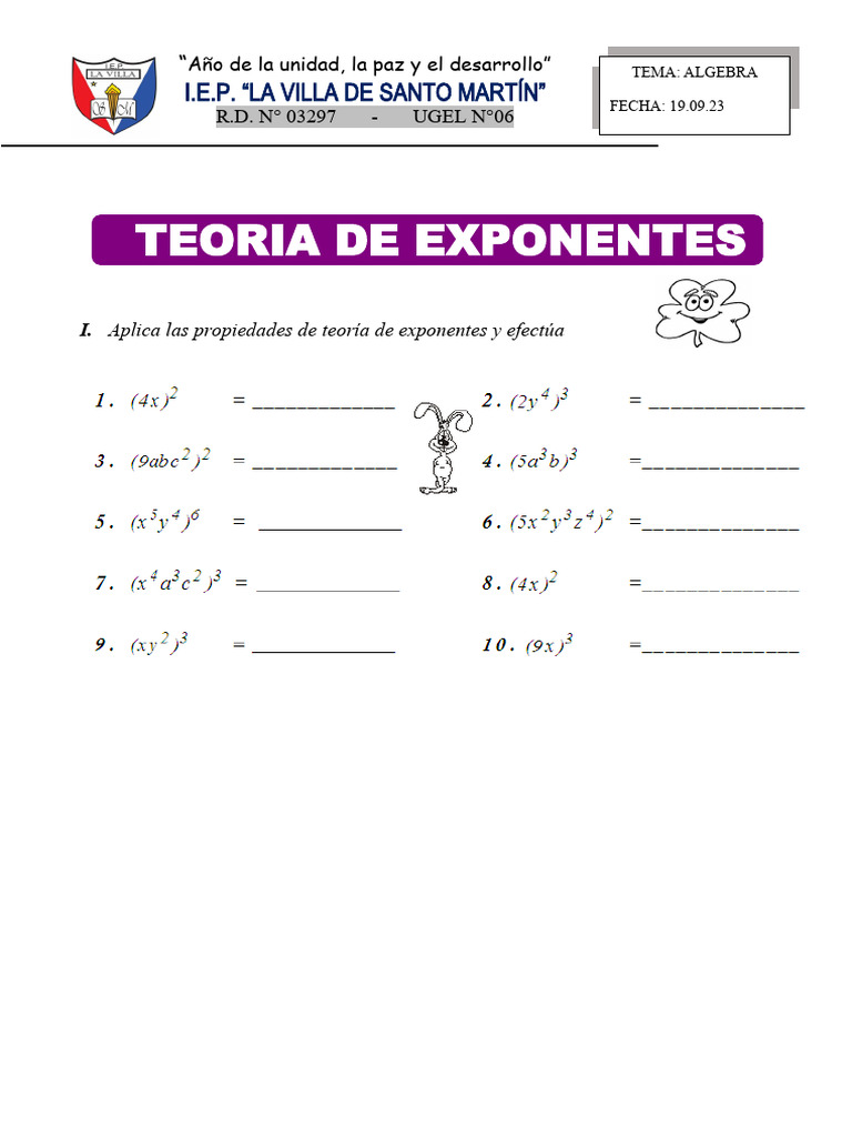 Teoría de Exponentes en Álgebra | PDF