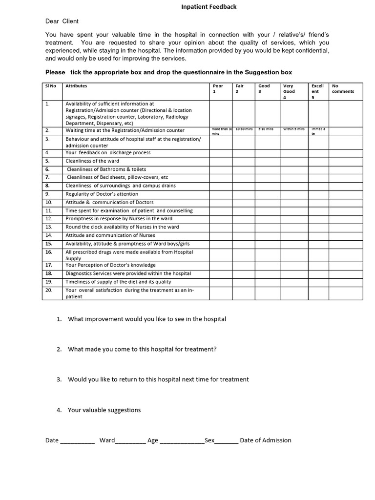 IPD Patient Feedback | PDF | Hospital | Patient
