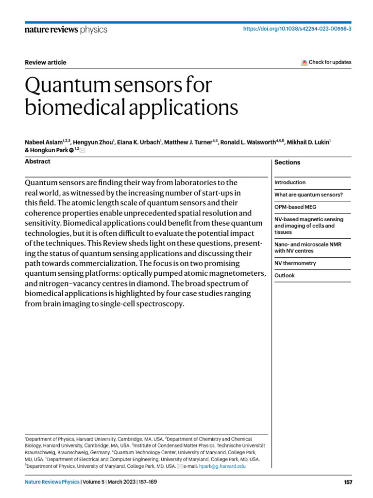 Quantum Sensors For Biomedical Applications: Physics | Download Free ...