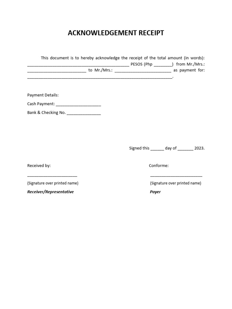 Acknowledgement Receipt Template | PDF