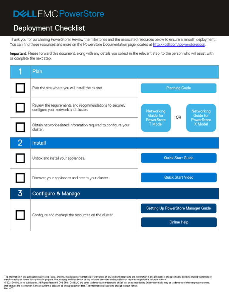 dellemc-powerstore-deployment-checklist | PDF | Dell | Trademark