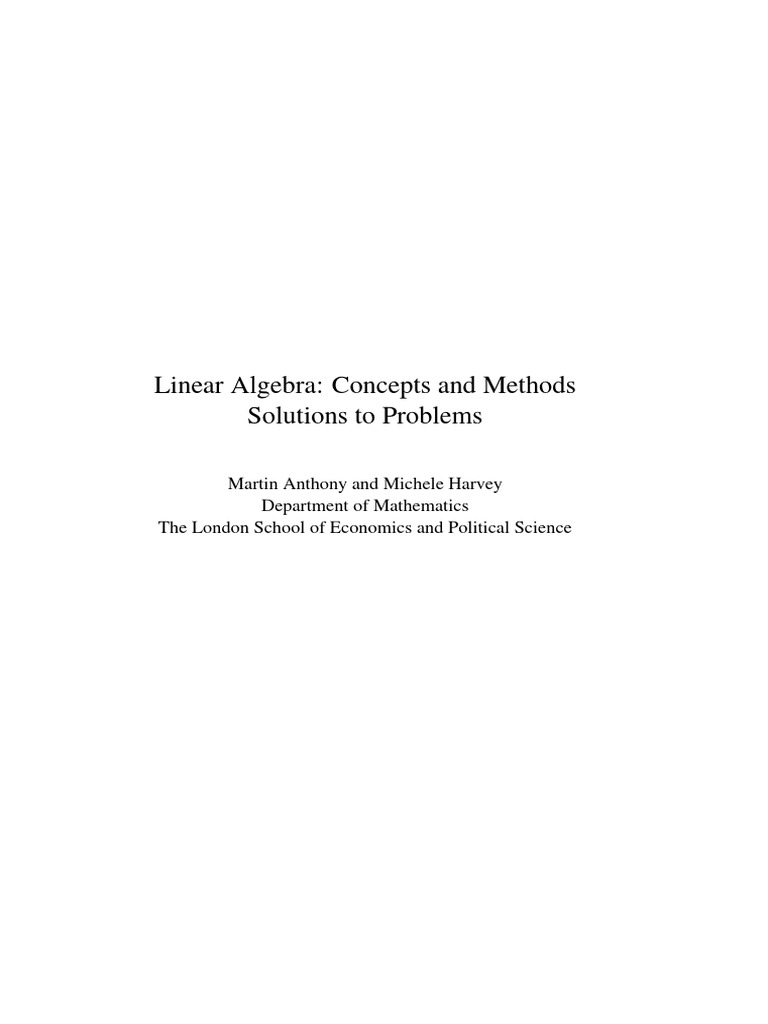 Linear Algebra: Concepts and Methods Solutions To Problems | PDF | System Of Linear Equations ...