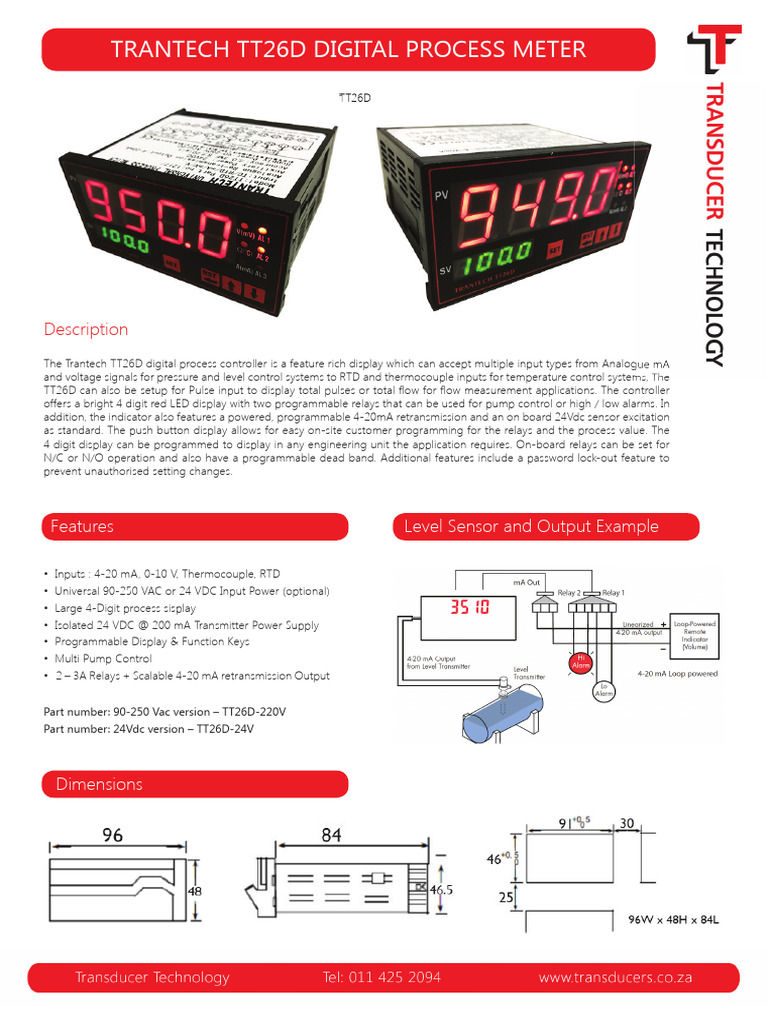 Trantech tt26d Digital Process Meter 19 | PDF | Business | Computers
