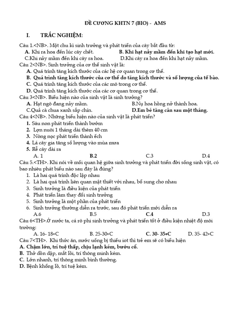 KEY ĐỀ CƯƠNG CK2 KHTN 7 -AMS 2 | PDF