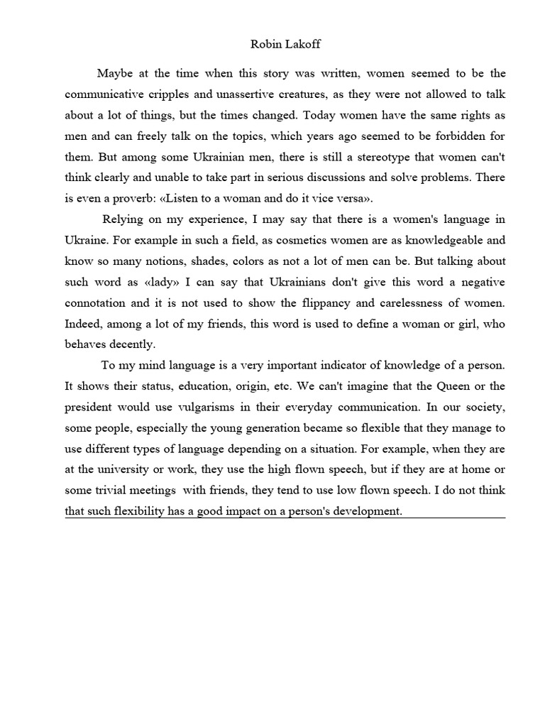 Robin Lakoff | PDF | General Fiction