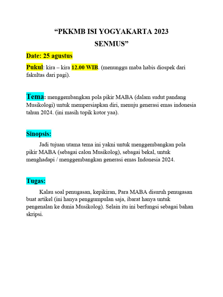 PKKMB Isi Yogyakarta 2023 | PDF PKKMB Isi Yogyakarta 2023 | PDF