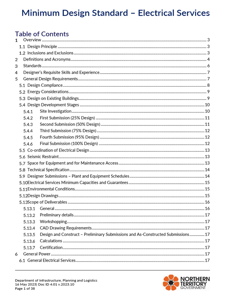 Electrical Services Design Standards | PDF | Specification (Technical ...