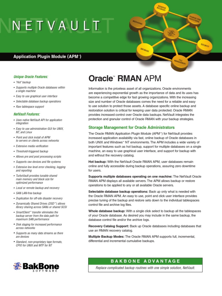 APM For Oracle RMAN | PDF | Backup | Oracle Database