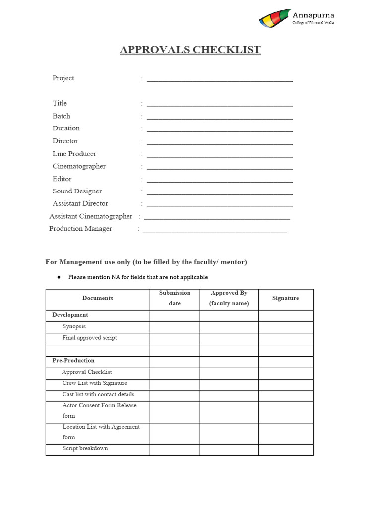 Approval Checklist | PDF