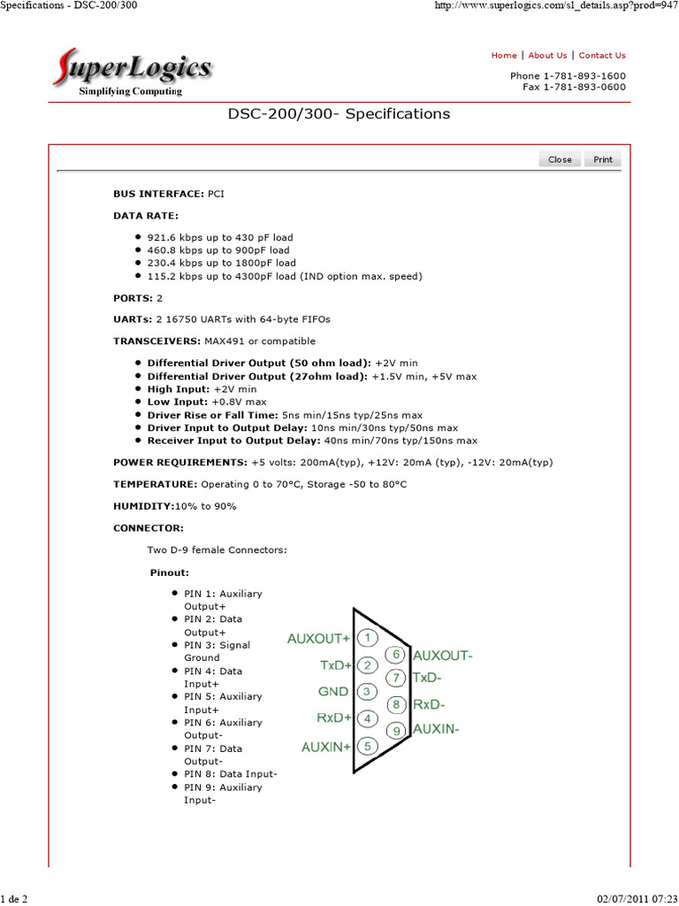 Specifications - DSC-200 300 | PDF | Input/Output | Software