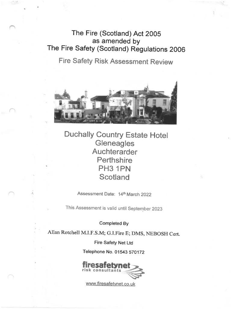 Fire Risk Assessment - Hotel | PDF