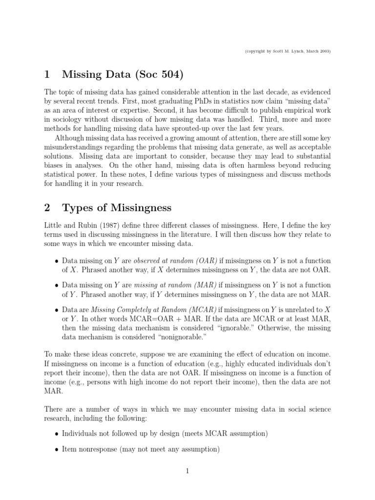 Missingdata Pdf Dependent And Independent Variables Statistics 