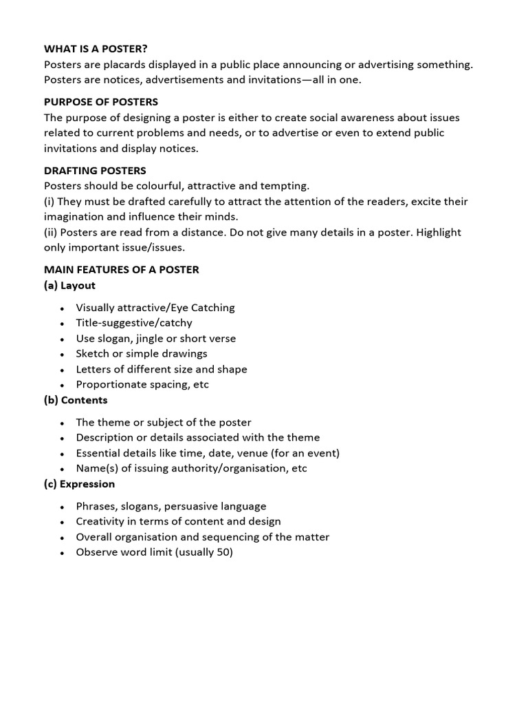 Poster Making - Class XI | Download Free PDF | Poster | Human Communication