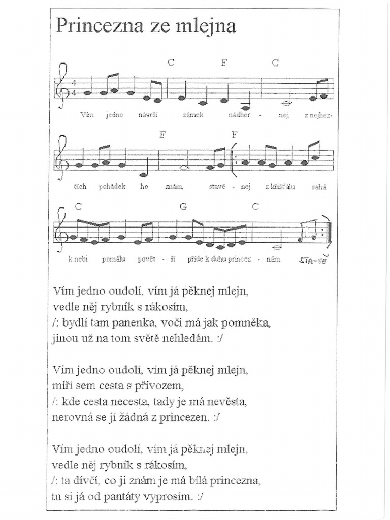 Princezna Ze Mlejna - Pisnicka - Test | PDF