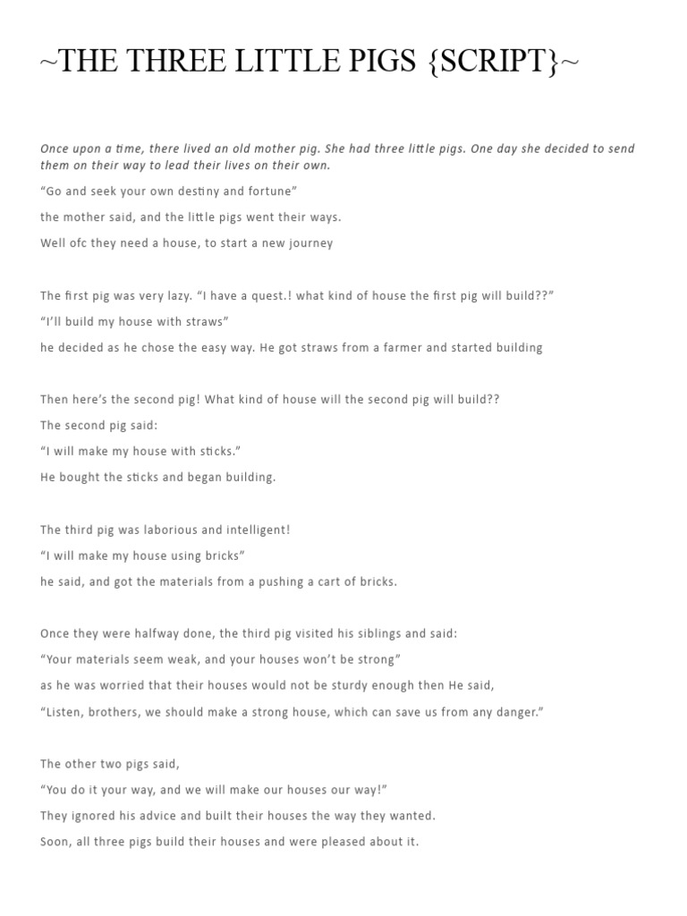 The Three Little Pigs | PDF | Mystery, Thriller & Crime Fiction ...