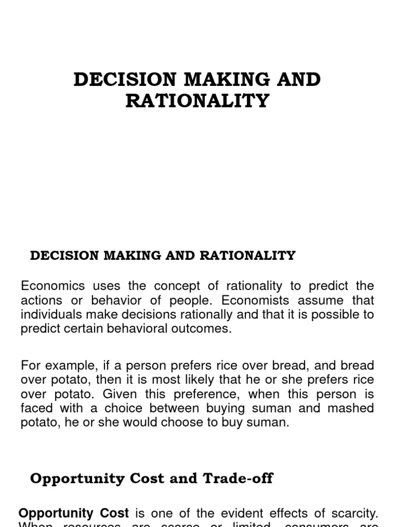 Decision Making and Rationality | PDF