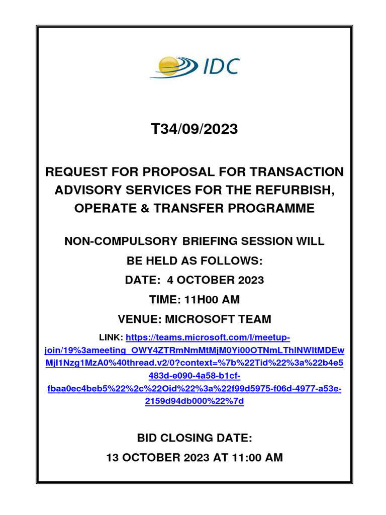 RFP for Transaction Advisory Services | PDF | Request For Proposal | Feasibility Study