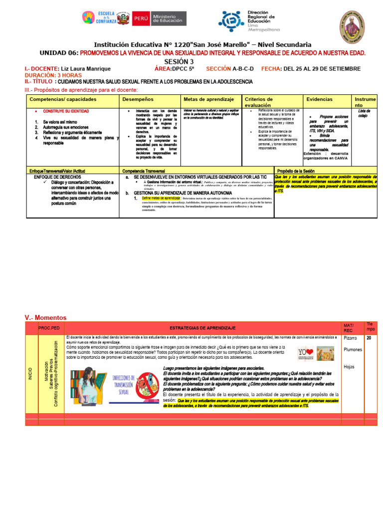 Sesion DPCC 5to Cuidamos LA SALUD SEXUAL | PDF | Crecimiento personal y profesional