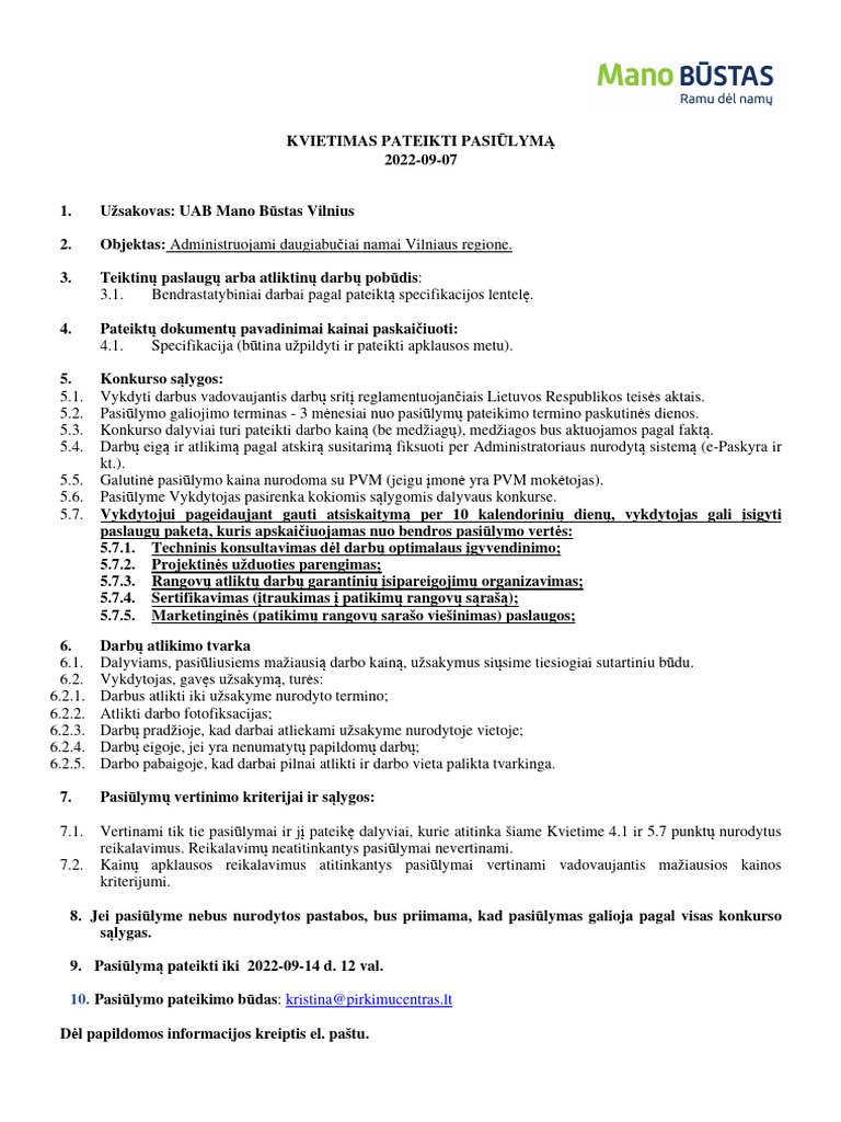 MB-Vilnius Kvietimas | PDF