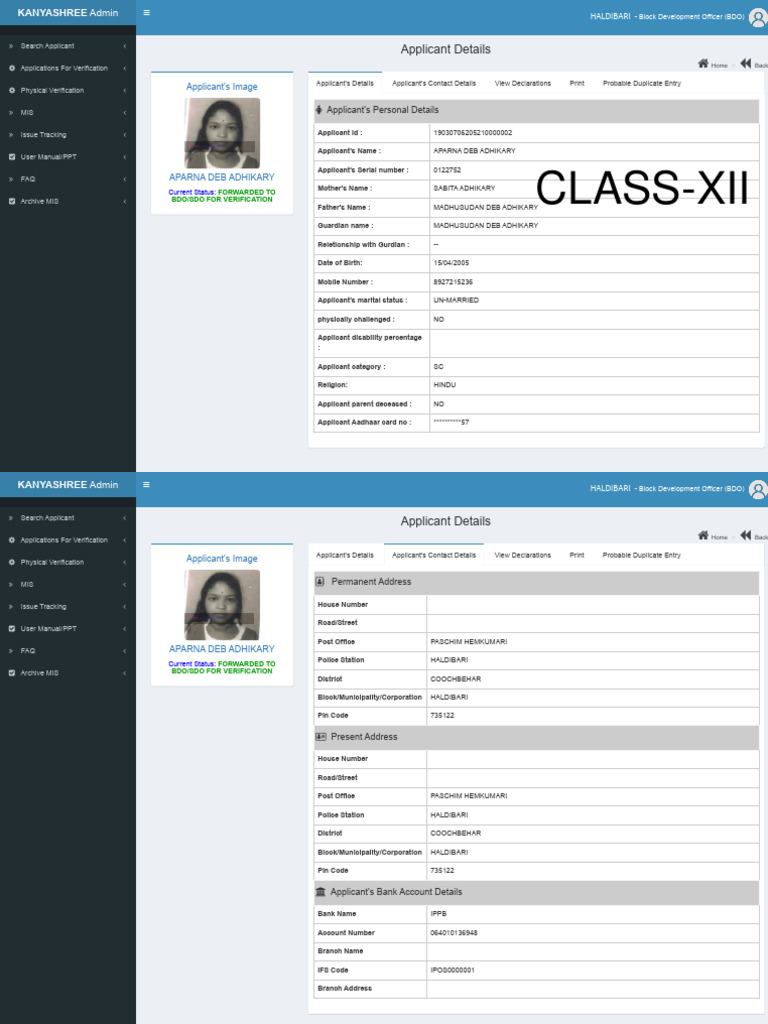 Verification Status of Aparna Deb Adhikary | PDF | Personal Identification Number