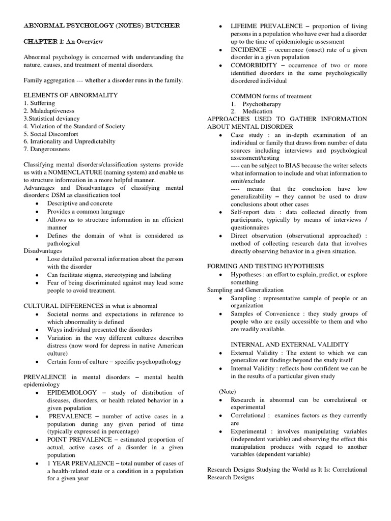 Abnormal Psychology - Reviewer | PDF | Id | Synapse