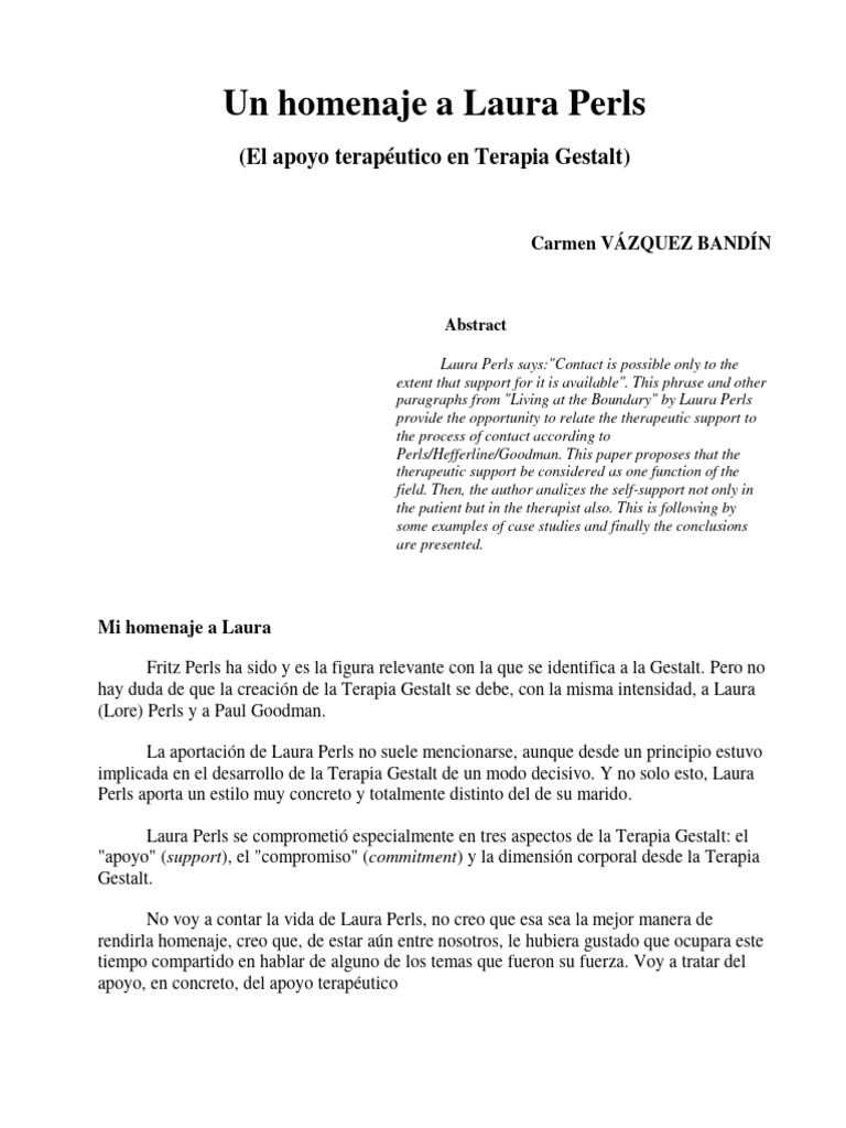 Carmen Vazquez - Un Homenaje A Laura Perls | PDF