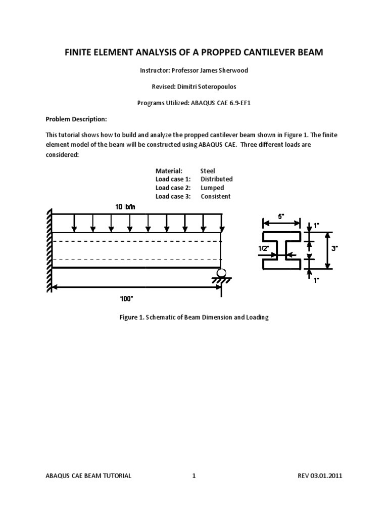 Propped Cantilever Beam Tutorial Abaqus Final | PDF | Directory (Computing) | Beam (Structure)