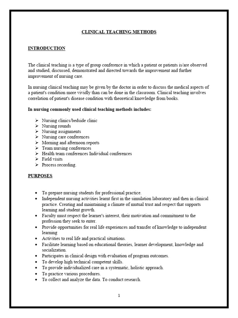 Overview of Clinical Teaching Methods | PDF | Nursing | Learning