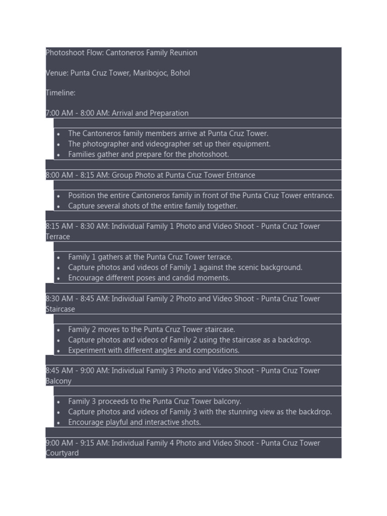 Cantoneros Family Photoshoot Flow | PDF