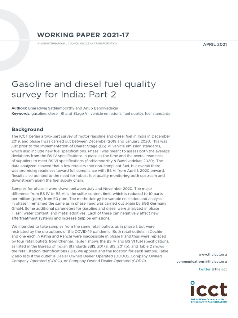 Indian Mogas HSD Standard (BS-IV & BS-VI) | PDF