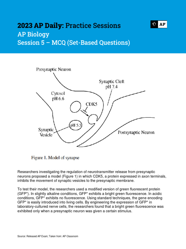 Session 5 AP Biology 2023 AP Daily Practice Sessions | PDF | Hydrothermal Vent | Neuron