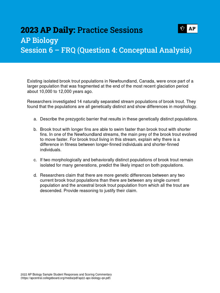 Session 6 AP Biology 2023 AP Daily Practice Sessions | PDF
