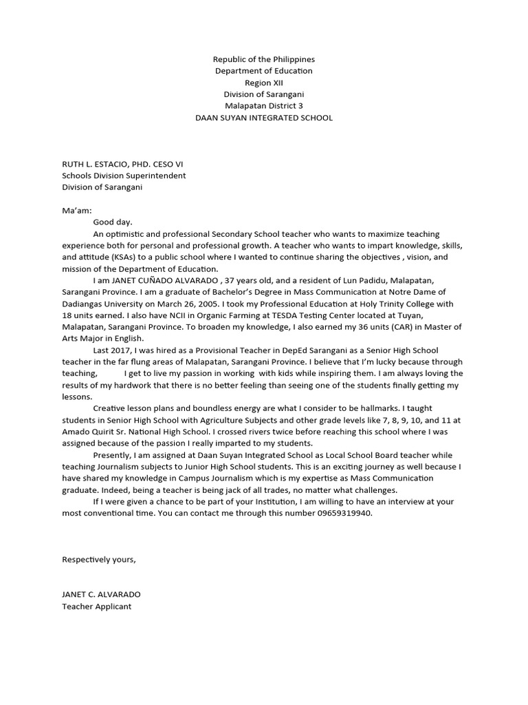 Janet Alvarado Letter | PDF