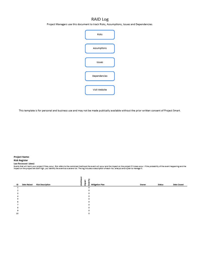 Raid Log Template | PDF | Risk