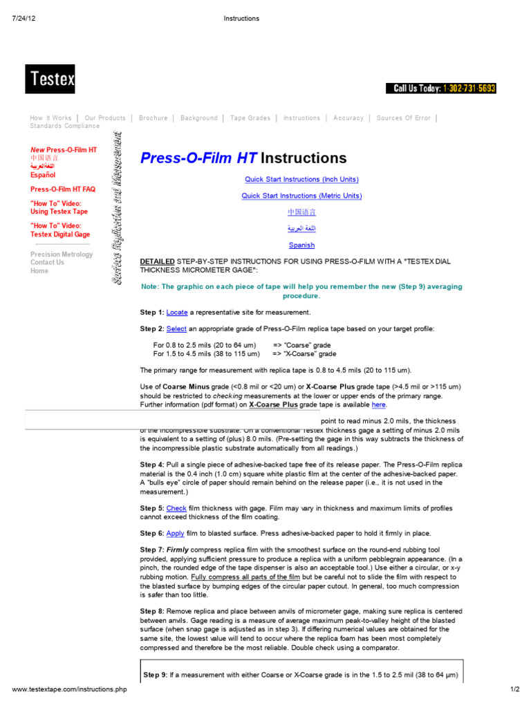 Press-O-Film HT Usage Instructions | PDF